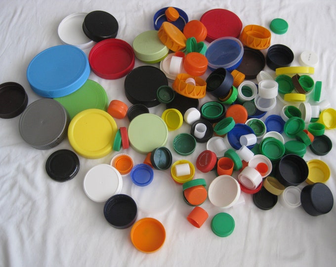 Plastic Lids/caps From Bottles & Jars for Crafting, Diff. Colors Sizes ...