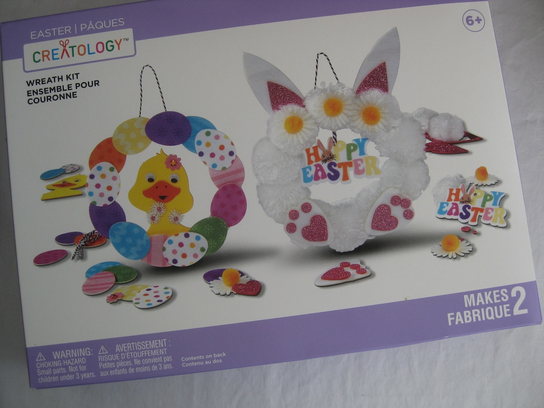 Easter Wreath Craft Kit for Kids, Over 60 Pcs. to Create 2 Diff ...