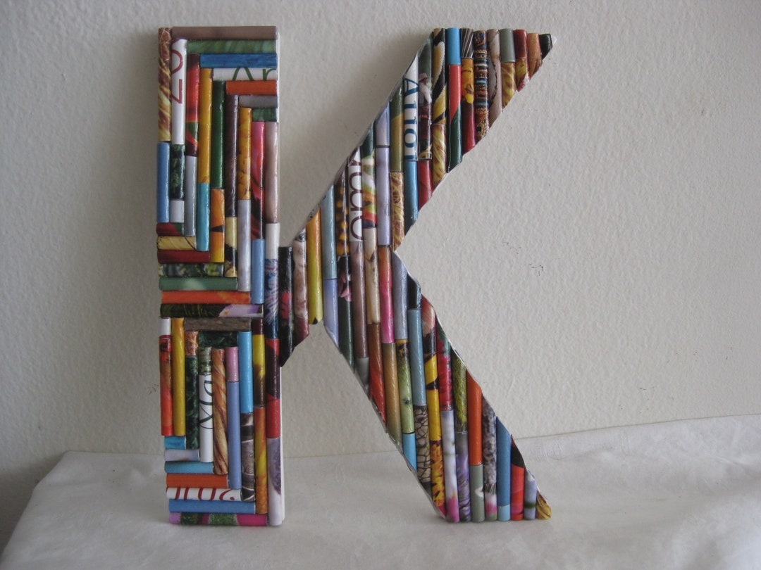 Letter K Decorated With Colorful Hand Rolled Upcycled Magazine Paper ...