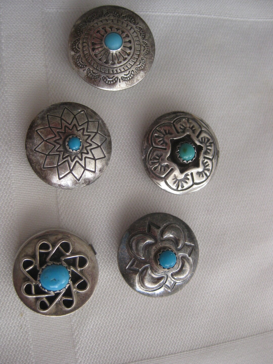 Vintage Western Silver Button Covers/cuff Liknks With Turquoise Bead ...