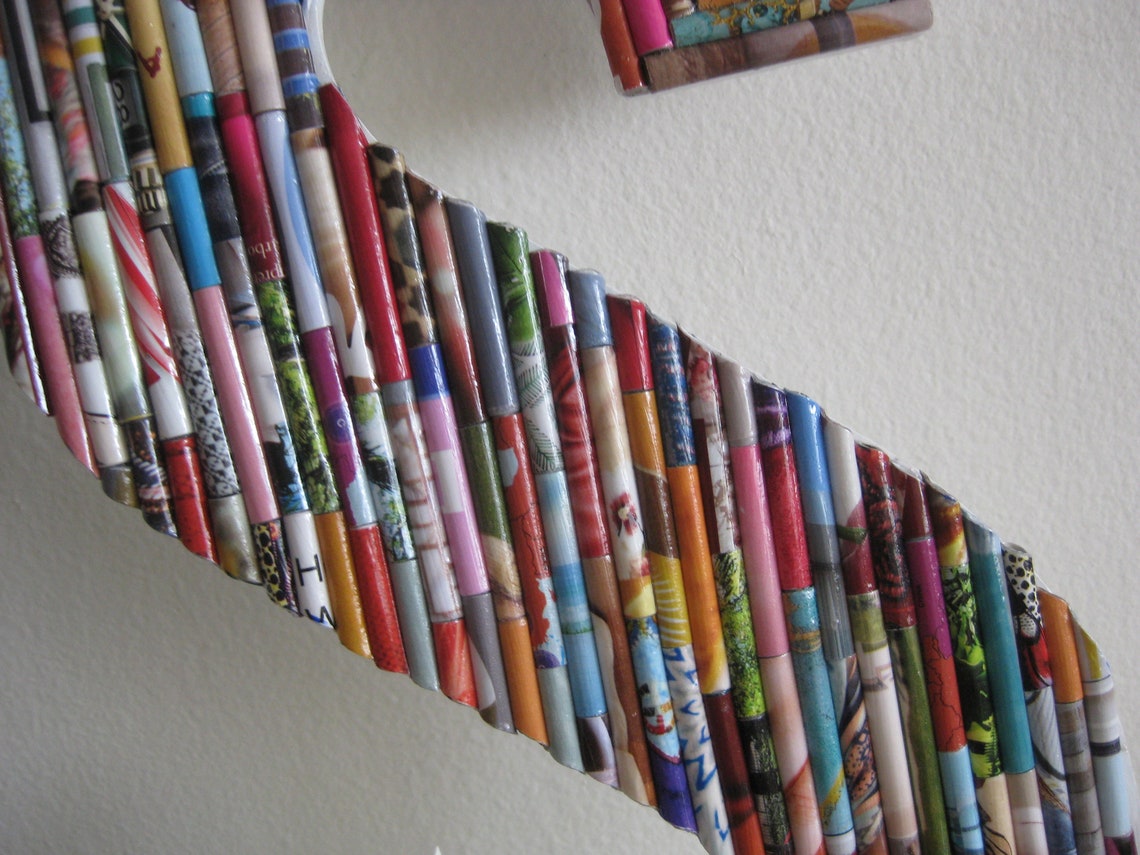 Monogram Wood Letter S Decorated With Colorful Upcycled | Etsy