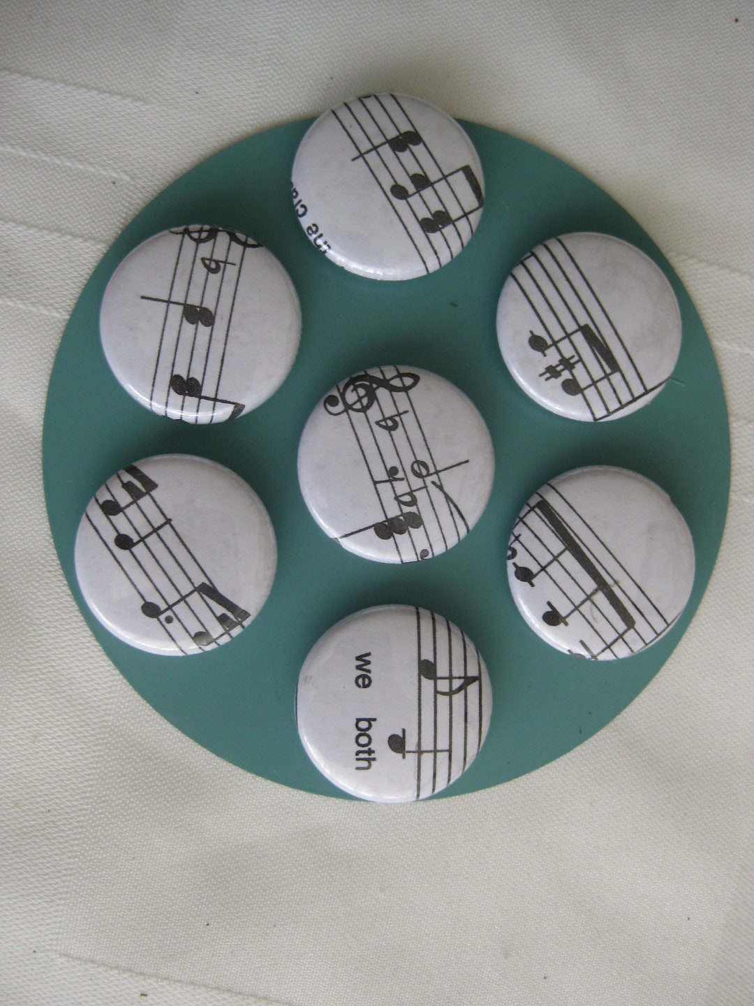 Set of 7 Music Notes Magnets, Hand Made From Original Music Sheet Book ...