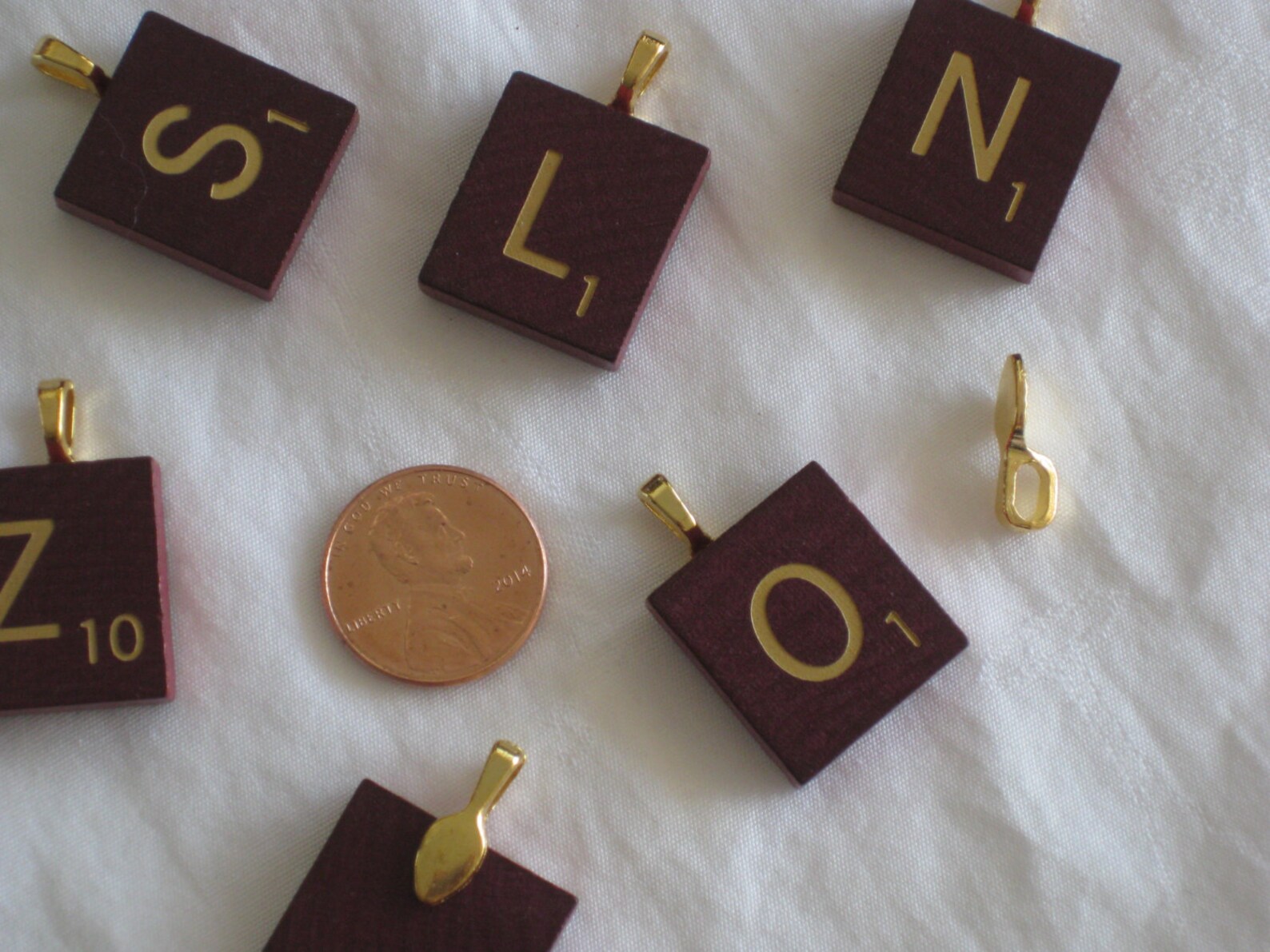 Burgundy Wood Scrabble Letter Tile Pendant/charm Gold or - Etsy