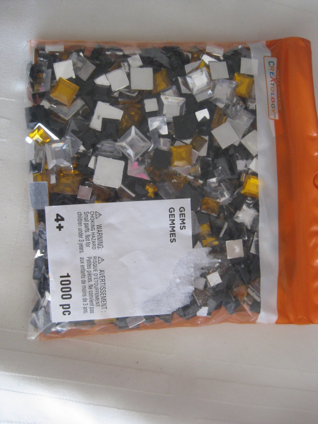 Halloween Colors Gems, Bagfull of 1000 Pcs. Square Gems, 3 Sizes :10 Mm ...
