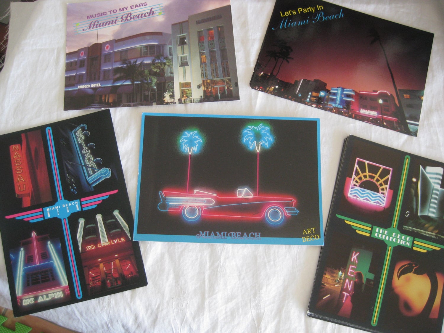 Vintage Postcards 1990s' Miami Beach Art Deco Neon Lights - Etsy