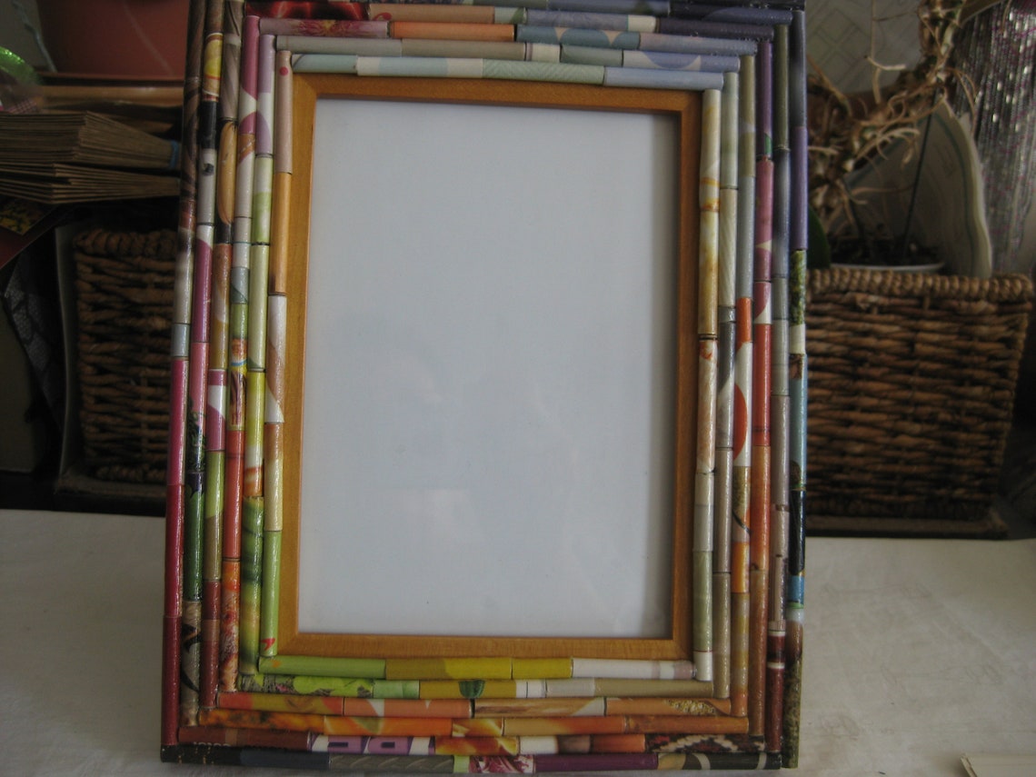Picture Frame up Cycled Paper Rolls Hand Made Fall Colors - Etsy