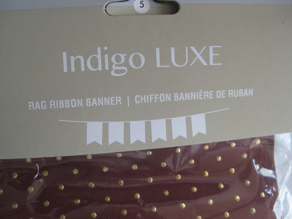 Rag Ribbon Banner Burgundy Flag Shape 2 Designs: Gold Dots | Etsy