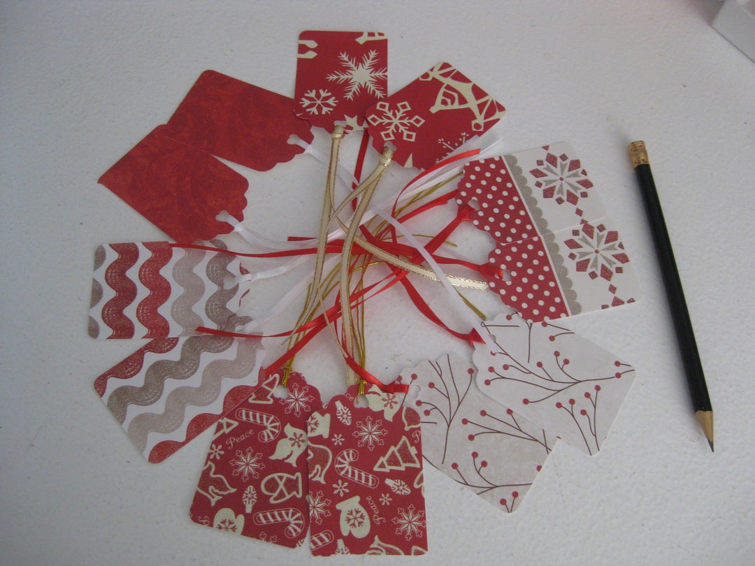 Christmas Gift Tags With Matching Ribbon, 12 Pc. Hand Crafted - Etsy