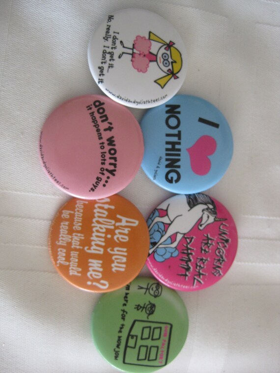 Fun Humorous pin back buttons set of 6 1.5 | Etsy