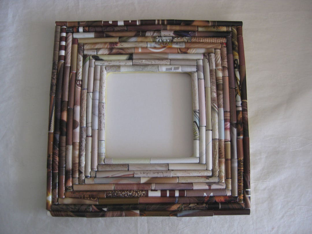 Paper Anniversary Gift, Picture Frame, Upcycled, Hand Rolled Magazine ...