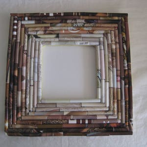 Paper Anniversary Gift, Picture Frame, Upcycled, Hand Rolled Magazine ...