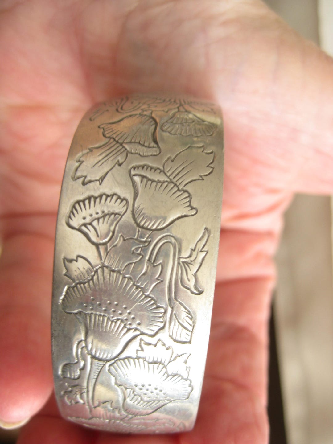 Pewter Cuff Bracelet, Kirk Stieff, Vintage. Floral Design, 7 ...