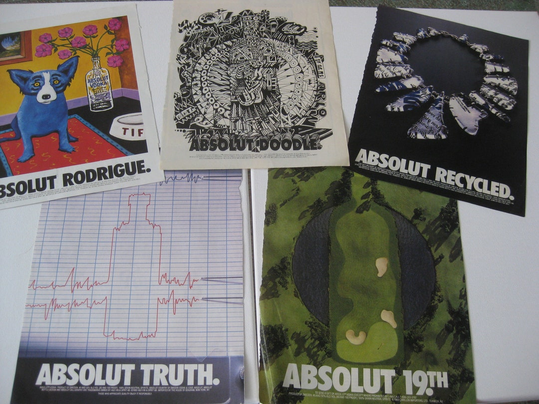 Absolute Vodka Ads, 5 Different Original Ads From Magazines, 1989, 1993 ...