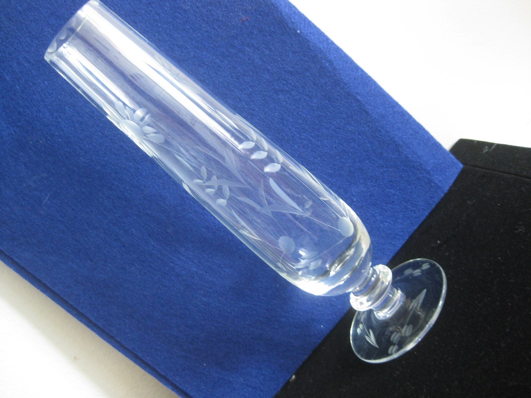 Floral Etched Lead Crystal Bud Vase, Footed, 9" Tall - Etsy