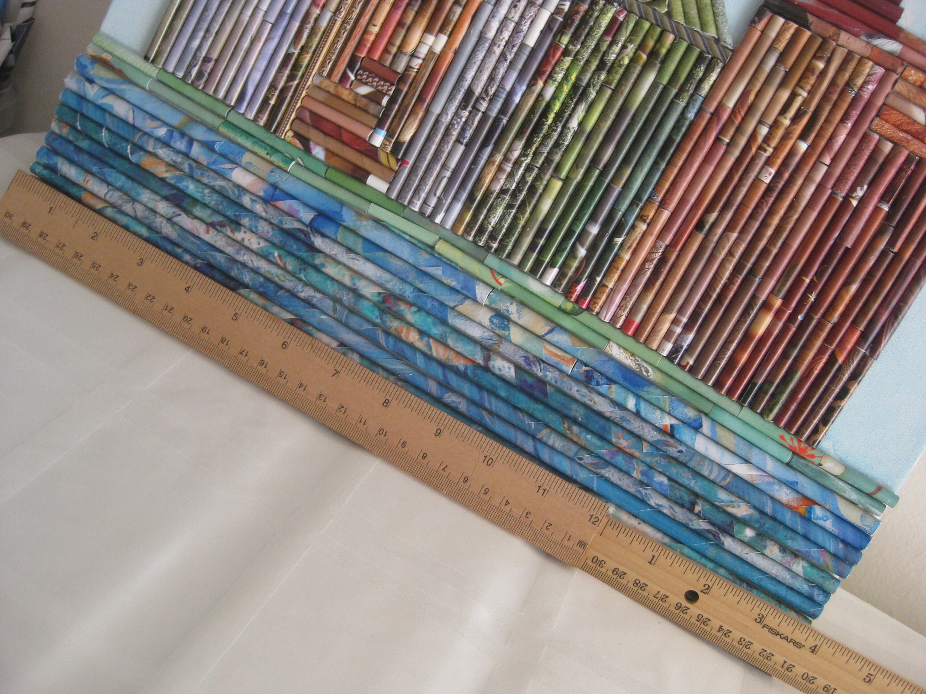 Upcycled Magazine Paper Rolls "city Skyline" Collage Picture, Hand Made ...