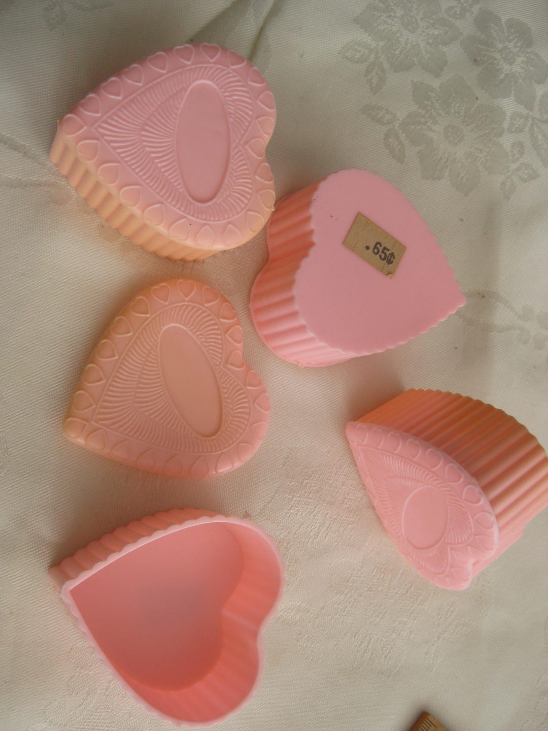 Pink Heart Shaped Plastic Container Vintage, Party Treat Box, Baby ...