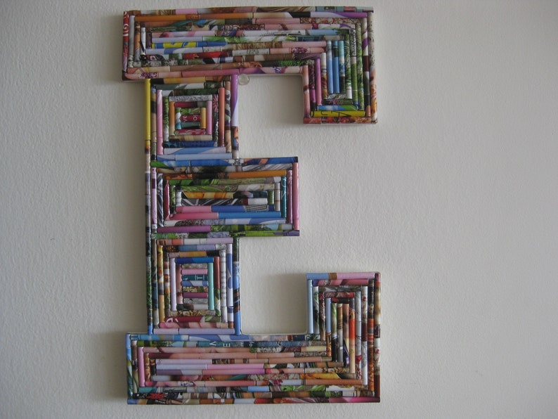 Letter E Decorated With Hand Rolled Paper Colorful Collage - Etsy