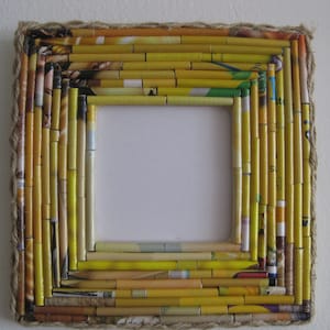 Picture Frame, Decorated With Hand Rolled Upcycled Magazine Paper ...