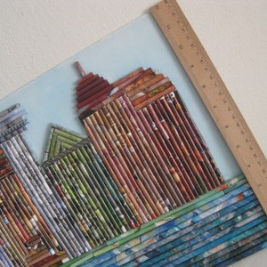 Upcycled Magazine Paper Rolls "city Skyline" Collage Picture, Hand Made ...