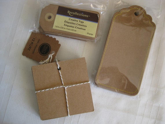 Kraft Gift Tags Diff. Shapes Sizes 61 Tags Total No - Etsy