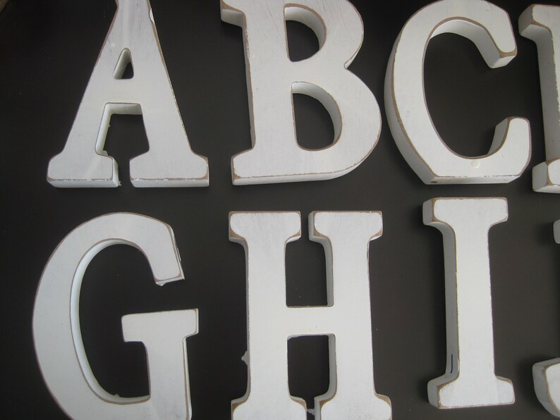 Wooden letters washed white free standing 4.5 x | Etsy