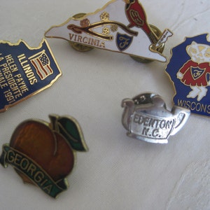 Vintage Lapel Pins 5 States Wisconsin Georgia N.C. - Etsy