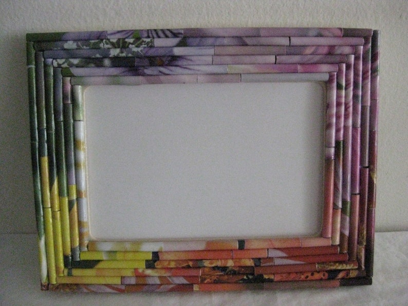 Picture Frame Decorated W Handmade Upcycled Colorful Paper - Etsy