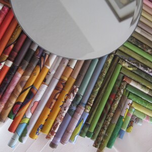 Mirror Surrounded by a Collage of Colorful Upcycled Paper Rolls, Hand ...