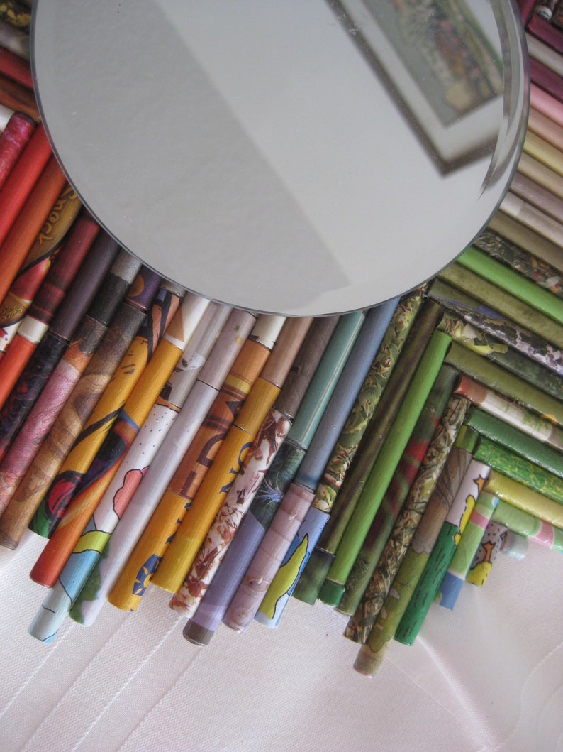 Mirror Surrounded by a Collage of Colorful Upcycled Paper - Etsy