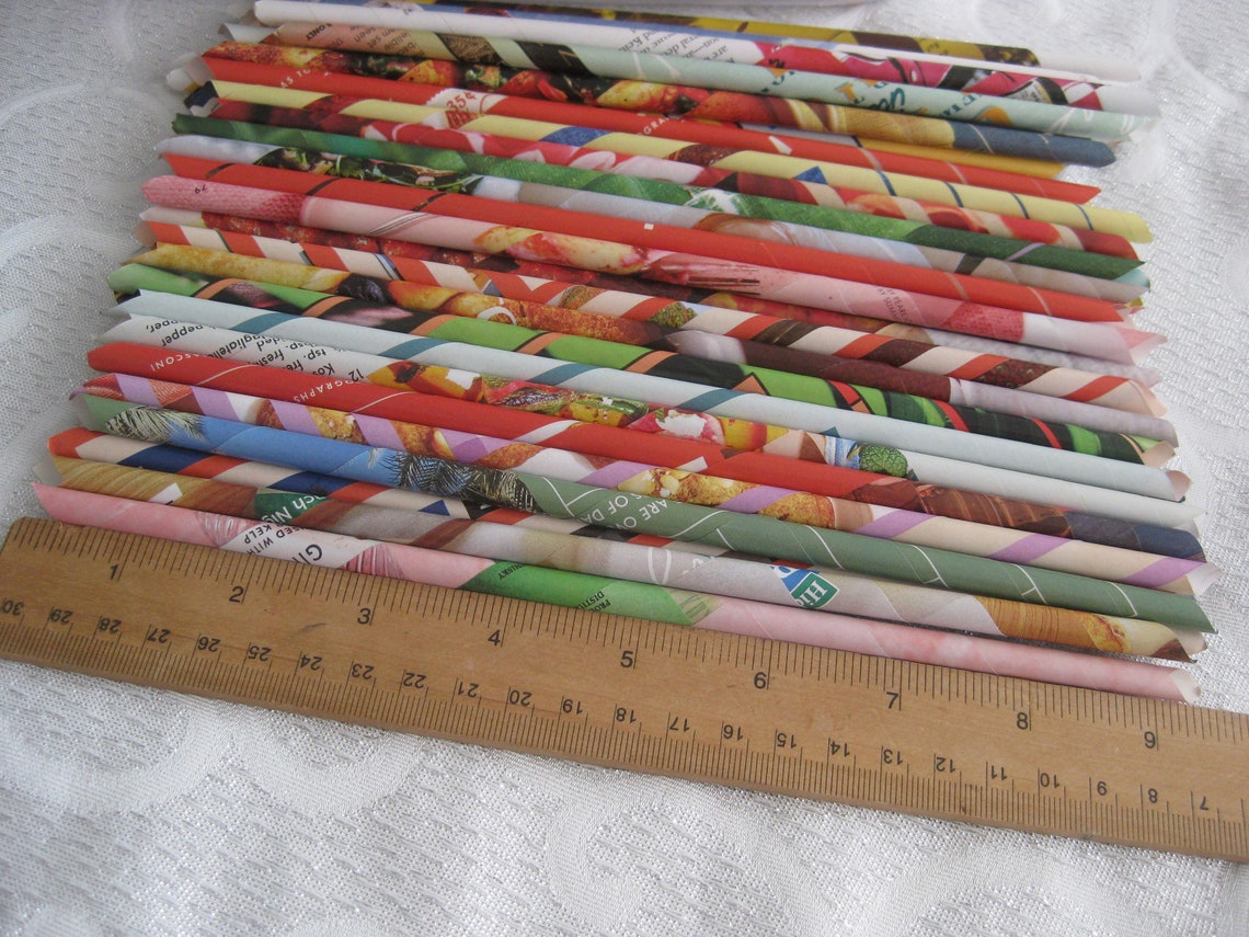 Magazine Paper Hand Rolled Straws for Crafting, Colorful, 100 Pcs. 8 ...