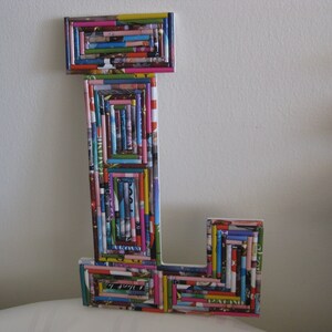 Letter L Initial, Decorated With Hand Made Colorful Magazine Paper ...