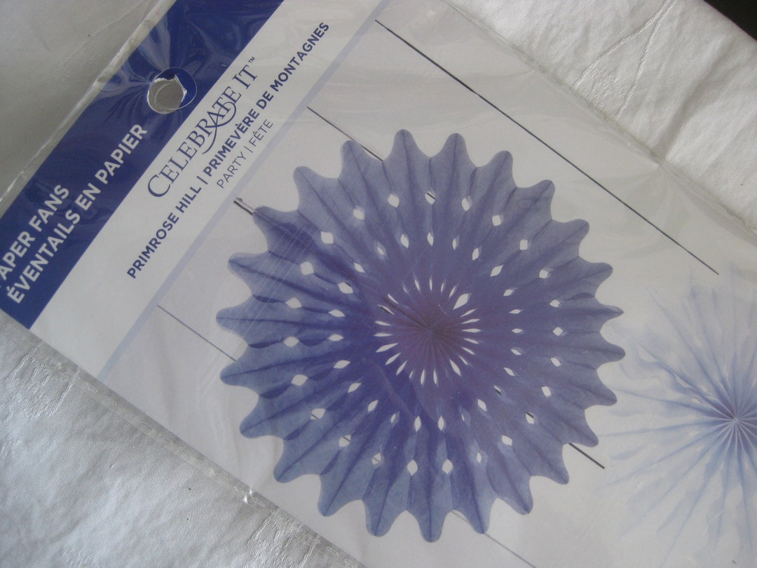 Party Decor, Blue and White Paper Fans Kit, 3 Pc. (12", 14", 19") - Etsy