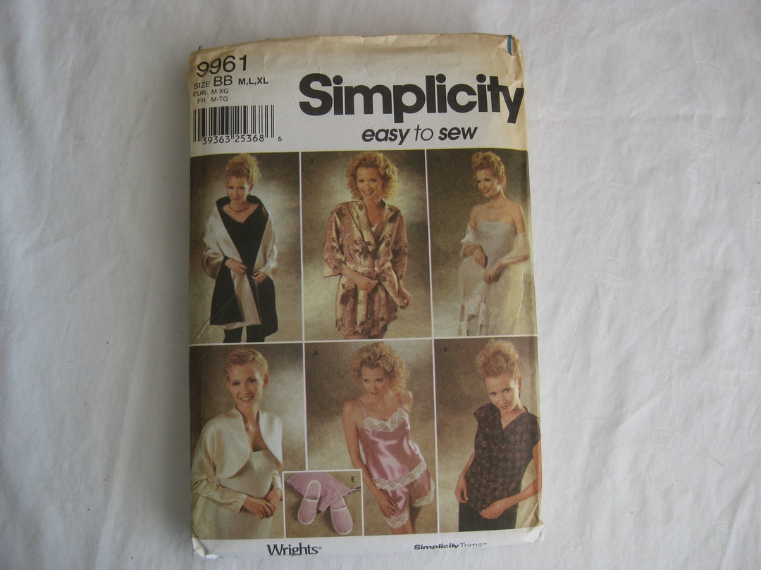 Uncut Sewing Pattern, Simplicity Easy to Sew # 9961 Size BB M,L,XL ...