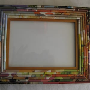 Picture Frame, up Cycled Paper Rolls, Hand Made, Fall Colors of Green ...