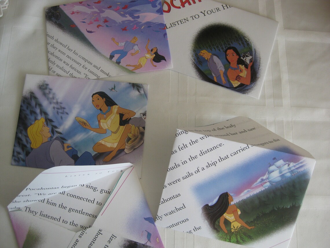 Pocahontas story book pictures envelopes hand made | Etsy