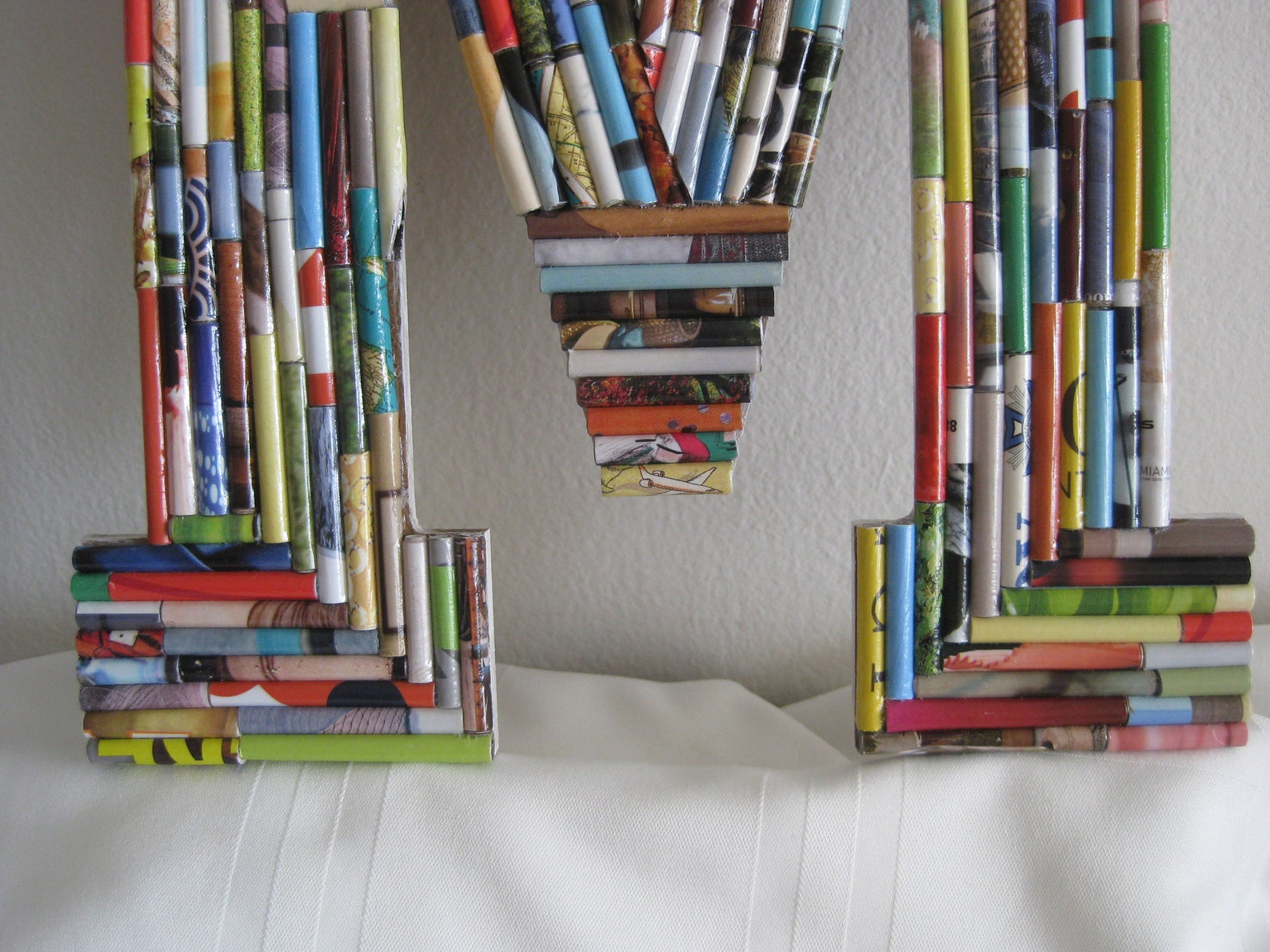 Letter M Decorated With Colorful Hand Rolled up Cycled Magazine Paper ...