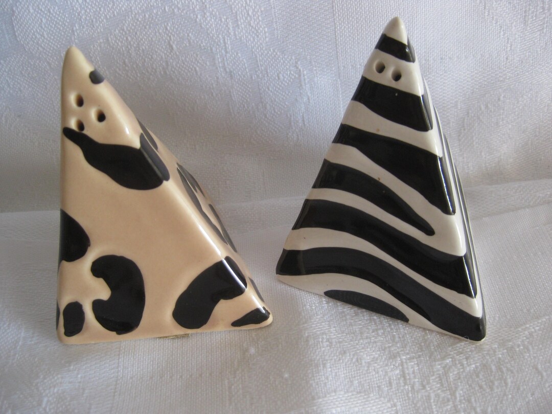 Salt & Pepper Shakers, Vintage Ceramic Postmodern Style, Animal Prints ...