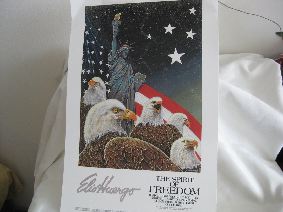 The Spirit of Freedom, Patriotic Poster by Elio Huergo. Printed on ...