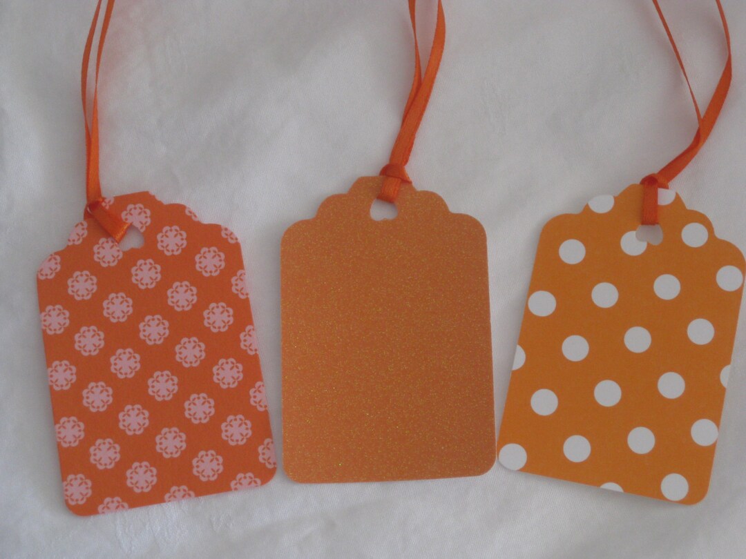 Orange Gift Tags, Fall Holidays Gift Tags, Thank You Tags, Pre-strung W ...