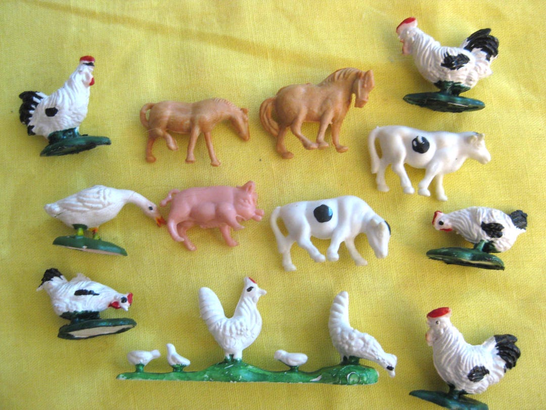 Miniature Farm Animals, 12 Pcs. Scene Building, Add to Existing Scene ...