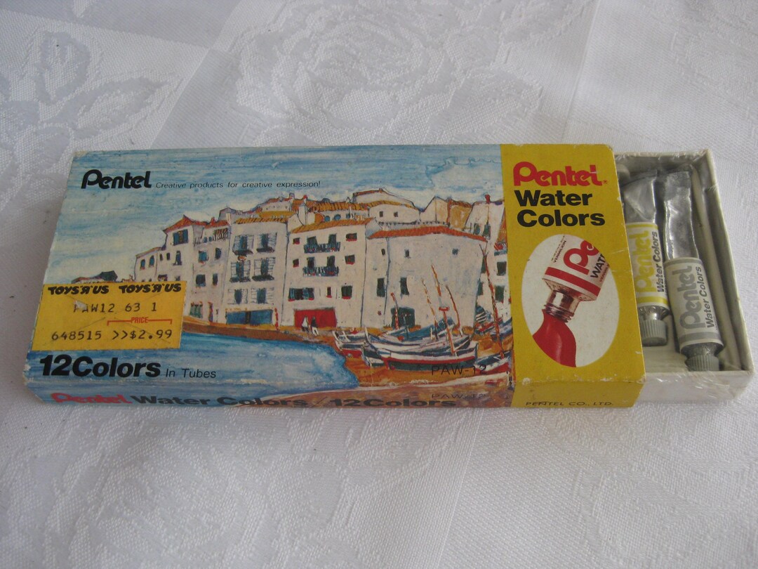 Pentel Water Color Set of 12 Colors in Tubes, New, in Original Factory ...