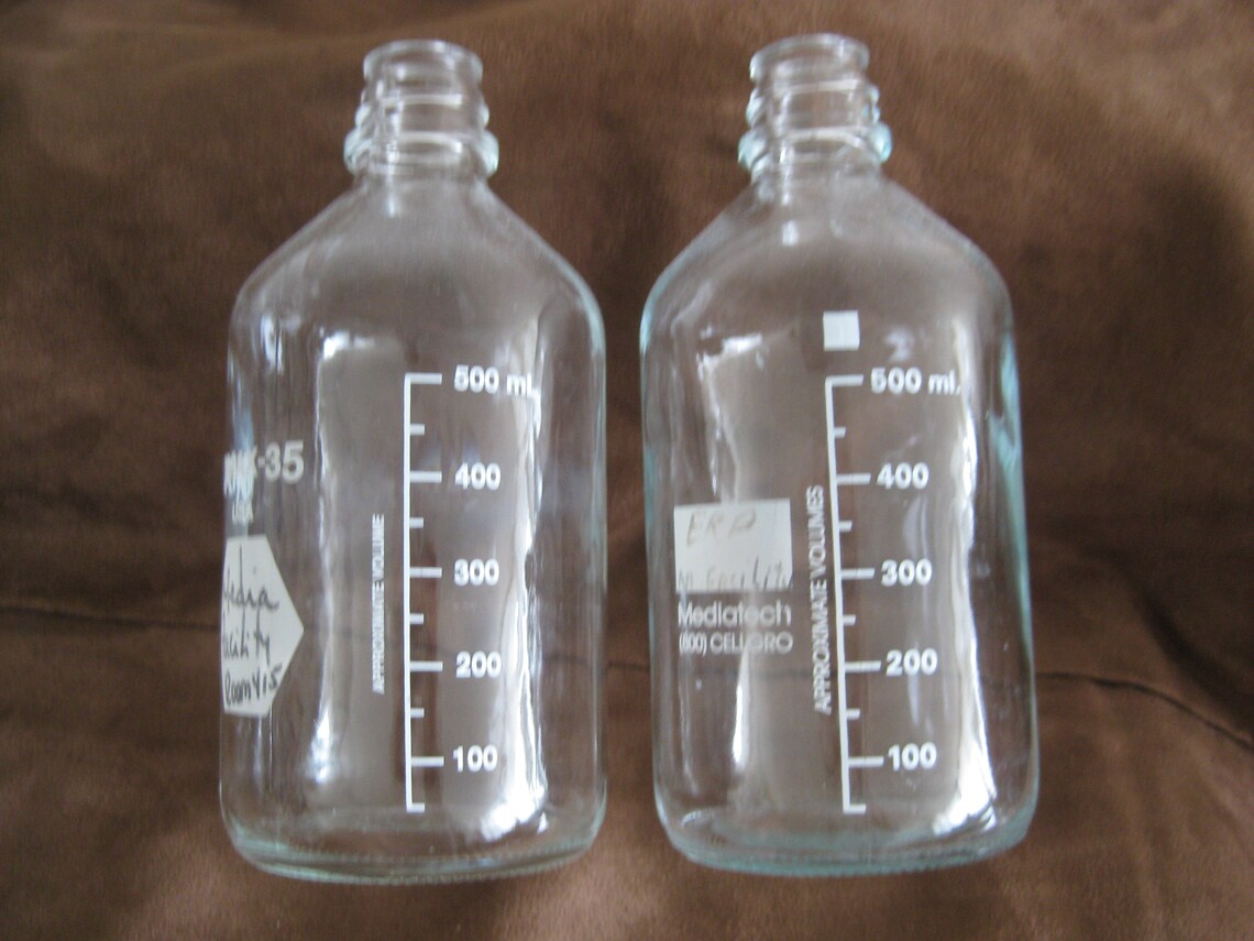 Lab glass bottle 500 ml 7.5 high 3.5 bottom | Etsy