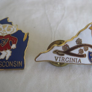Vintage Lapel Pins, 5 States, Wisconsin, Georgia, N.C. Virginia and ...
