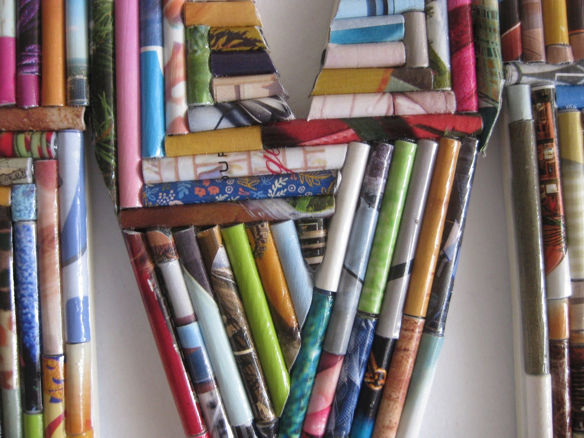 Letter M Hand Decorated With up Cycled Magazine Paper Rolls | Etsy