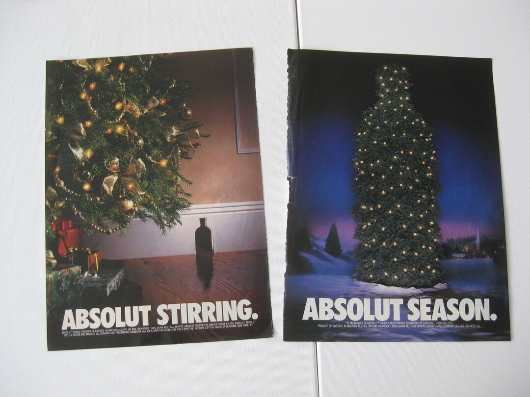 Absolute Vodka Ads, Christmas Theme. Originals From Magazines, 1992/ ...