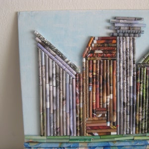 Upcycled Magazine Paper Rolls "city Skyline" Collage Picture, Hand Made ...
