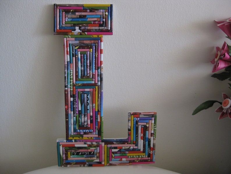 Letter L Initial Decorated With Hand Made Colorful Magazine | Etsy