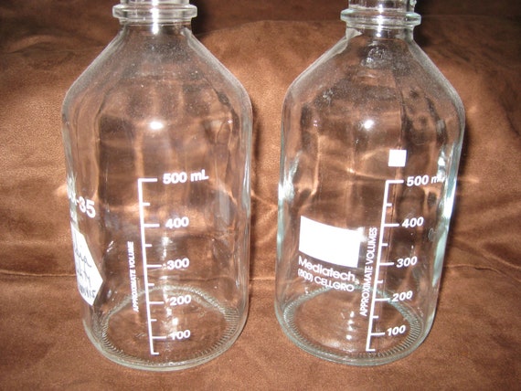Lab Glass Bottle 500 Ml 7.5 High 3.5 Bottom | Etsy