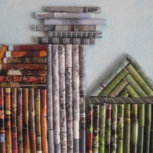Upcycled Magazine Paper Rolls "city Skyline" Collage Picture, Hand Made ...