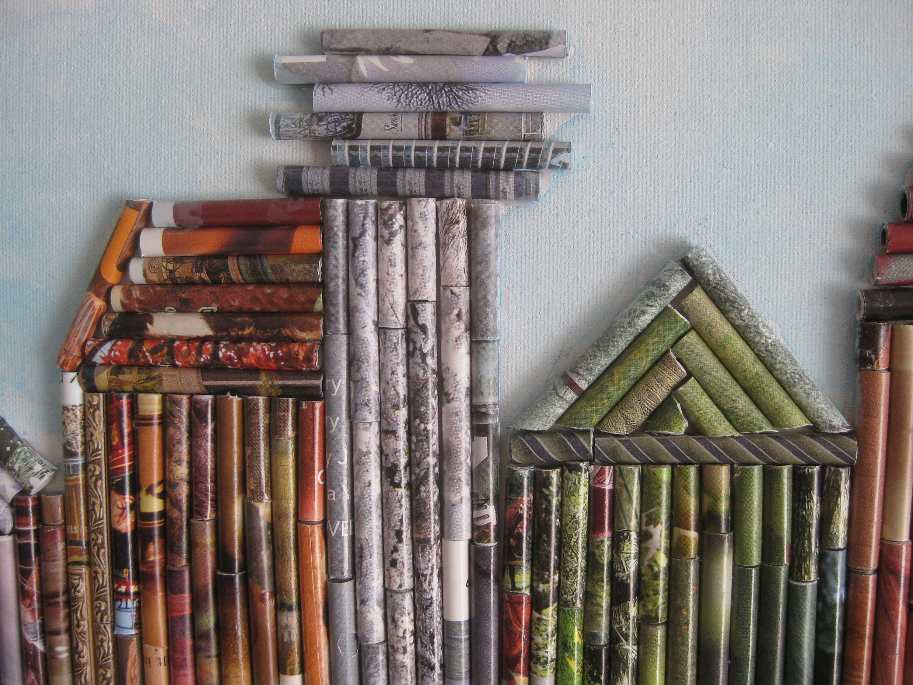 Upcycled Magazine Paper Rolls "city Skyline" Collage Picture, Hand Made ...